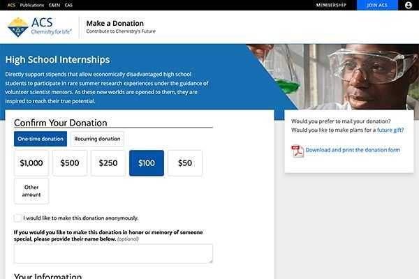 High School Internships - American Chemical Society